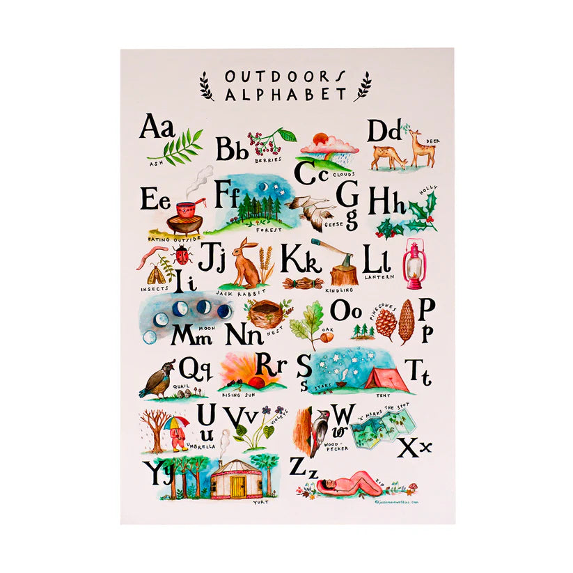 A3 Art Print: Outdoors Alphabet by Jessica Rising Studio – Winter's ...