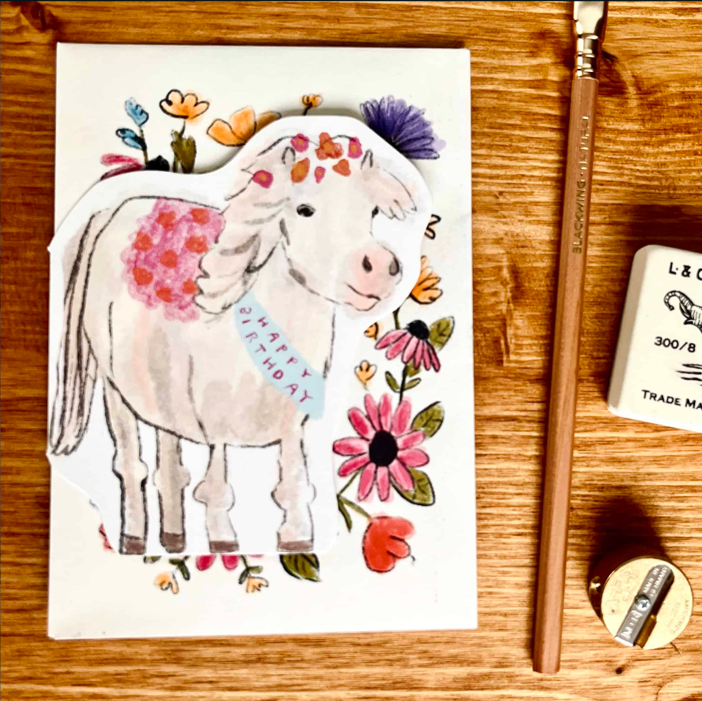'Birthday Pony' Cut-Out Greetings Card – Winter's Moon Limited