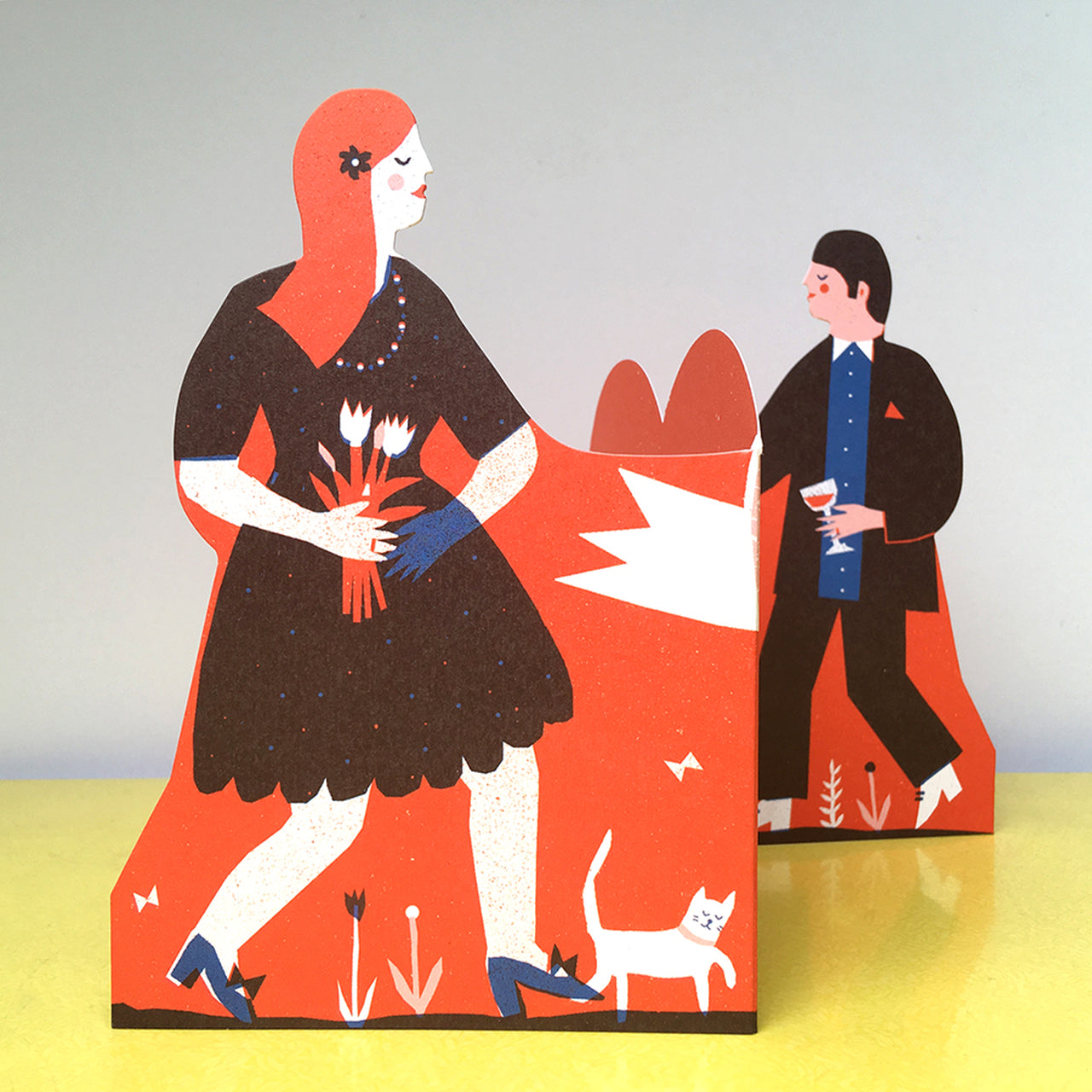 'Man and Woman' Concertina Heart Card – Winter's Moon Limited